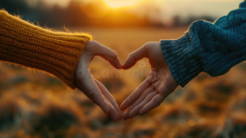 Close Up of Two Hands Making a Heart Shape with Their Fingers. Stock ...