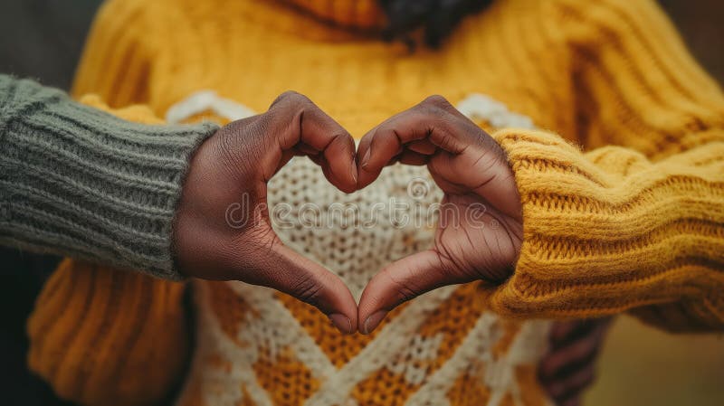 Close Up of Two Hands Making a Heart Shape with Their Fingers. Stock ...