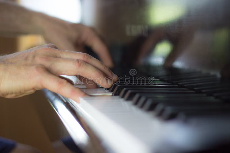 Close Up of Two Hands Playing Piano Stock Image - Image of caucasian ...