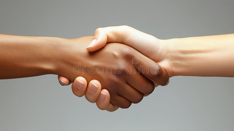 Two Hands Shaking in a Gesture of Agreement or Cooperation on a Neutral ...