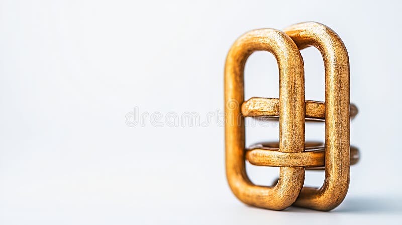 Interlocking Golden Metal Buckles Against White Background Stock ...