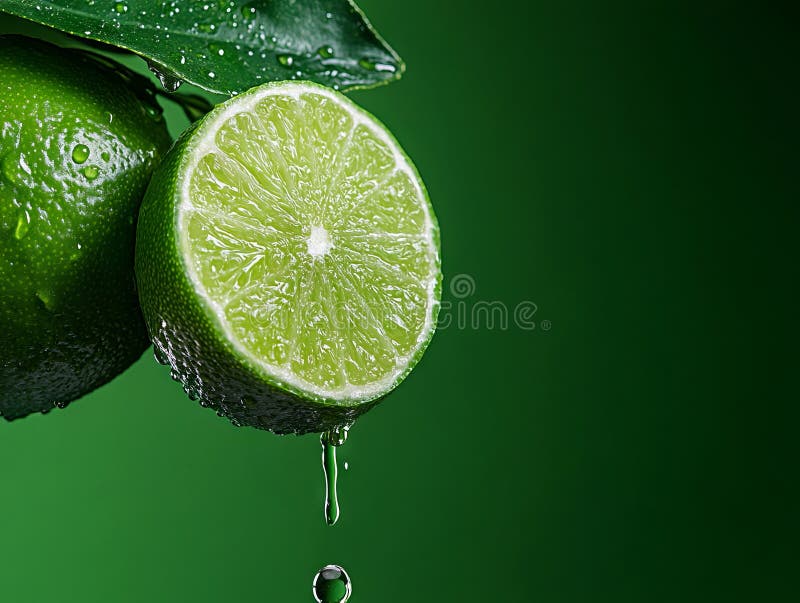 A Close Up of Two Limes with Water Droplets on Them Stock Photo - Image ...