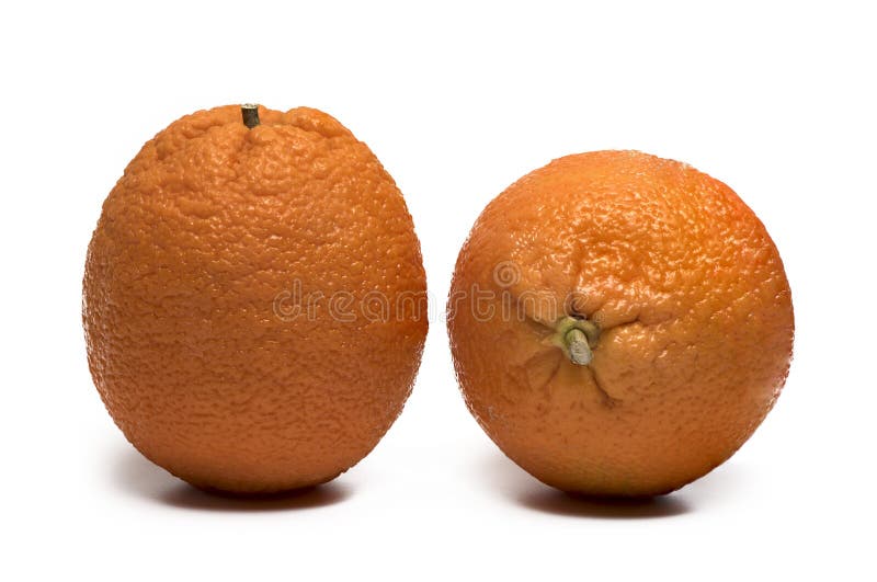 Two Ripe Oranges Different Sides White Background Stock Photo - Image ...