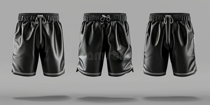 Close-up of Two Men S Black Leather Shorts with Stitching and Texture ...