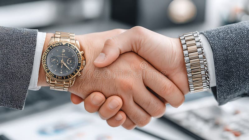 Close Up of Two Men in Suits Shaking Hands Stock Illustration ...