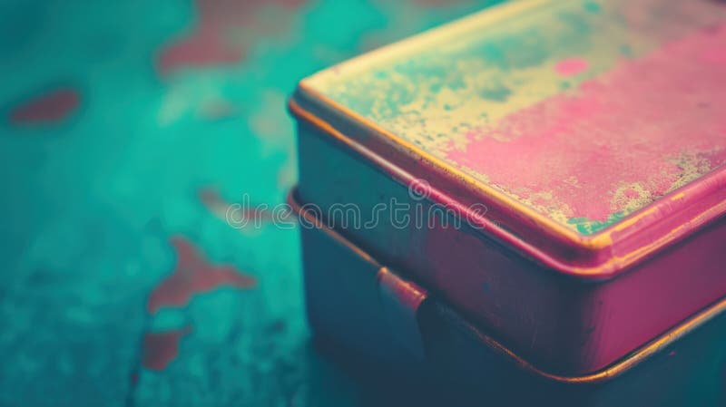 A Close Up of Two Metal Boxes Sitting on a Table, AI Stock Illustration ...