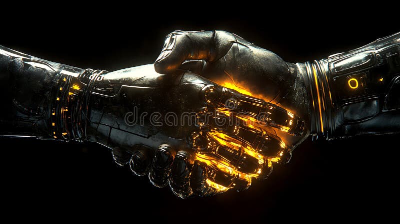 Metallic Handshake Against a Black Backdrop Symbolizes Unity ...