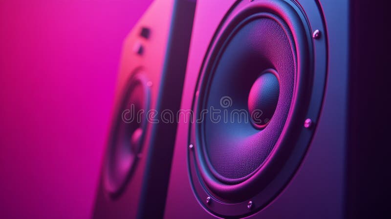Close-up of Two Modern Speakers with Colorful Lighting. Stock Photo ...