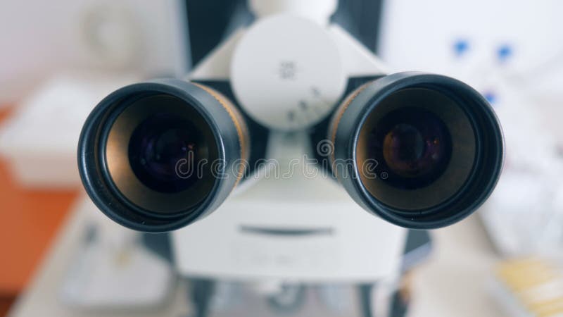 Close Up of Two Oculars of a Microscope Stock Footage - Video of ...