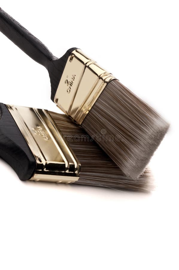 Close Up of Two Paint Brushes Stock Image - Image of black, handle ...