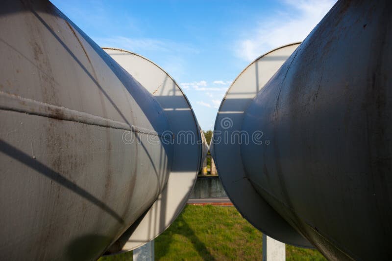 Close Up of Two Parallel Pipelines Stock Image - Image of close ...