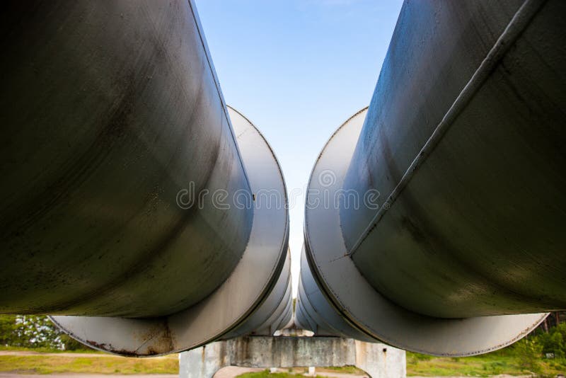 Close Up of Two Parallel Pipelines Stock Image - Image of pipe ...
