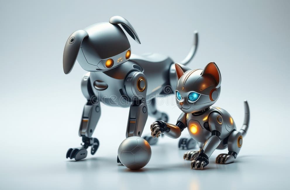 Close Up of Two Robots Playing with Each Other at 28-1-2028 Stock Illustration - Illustration of ...