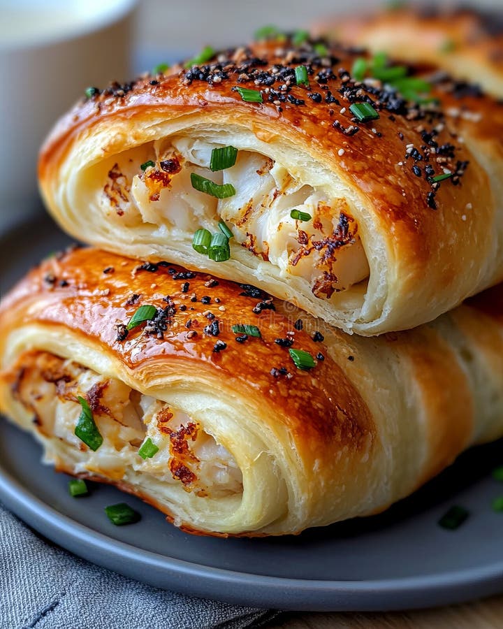 A Close Up of Two Rolls of Food on a Plate Stock Image - Image of ...