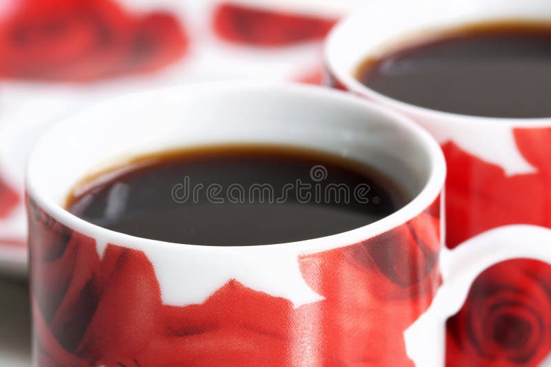 Close-up of Two Rose Coffee Cups Stock Photo - Image of white, drinks ...