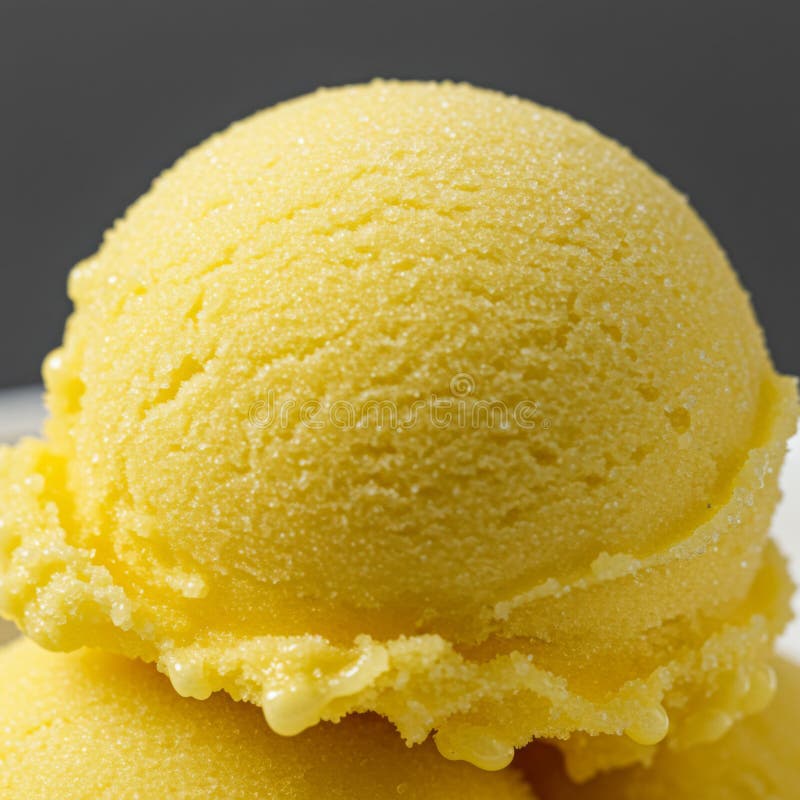 Close-Up of Two Scoops of Pale Yellow Ice Cream Stock Illustration ...