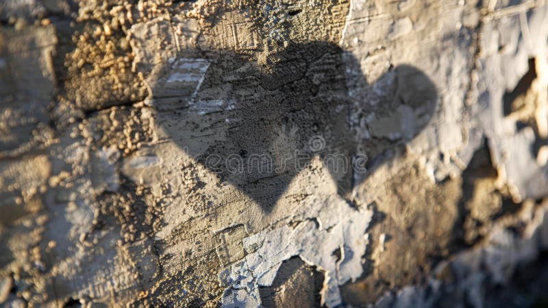 Close-up of Two Shadows Intertwined on a Textured Wall, Forming a ...
