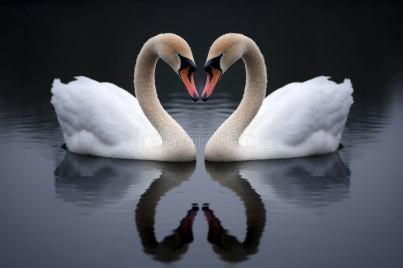 Close-up of Two Swans Forming a Heart Shape with Their Necks Stock ...