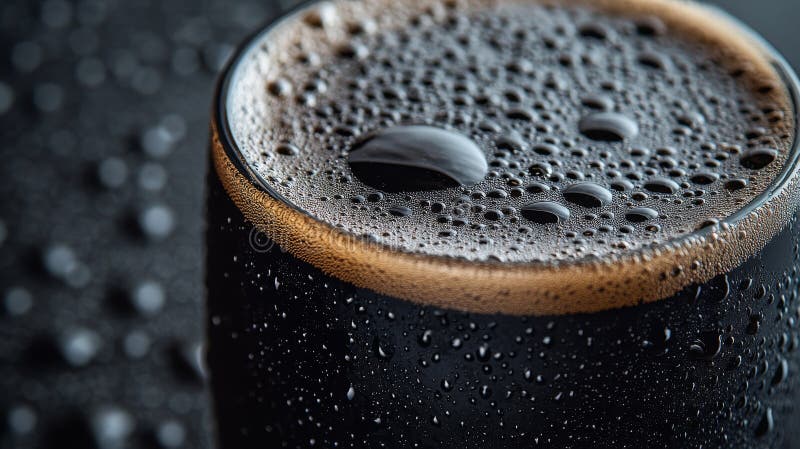 Close-Up, Two-Thirds View of Refreshing, Chilled Black Beer with ...