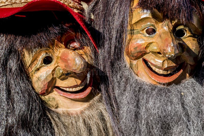 Close-up of Two Traditional Fasching ,carnical, Masks in Germany Stock ...