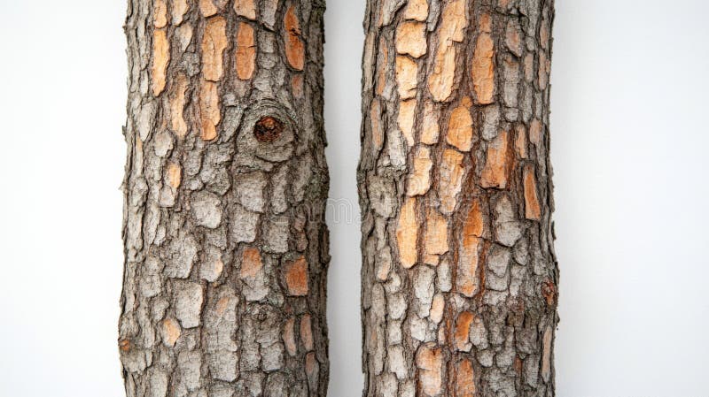 Close-Up of Two Tree Trunks Against White Background Stock Illustration ...