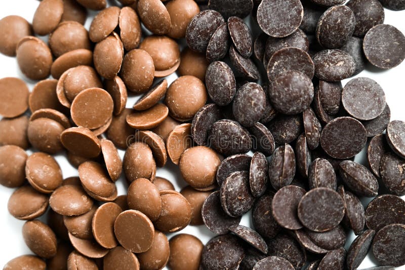 Close Up of Two Types of Couverture Chocolate, Milk and Dark. Chocolate ...