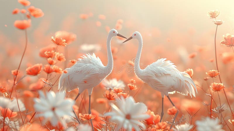 Close Up of Two White Cranes Stock Photo - Image of birds, wild: 345892344