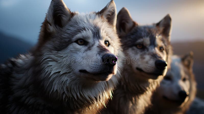 A close up of two wolves stock illustration. Illustration of american ...