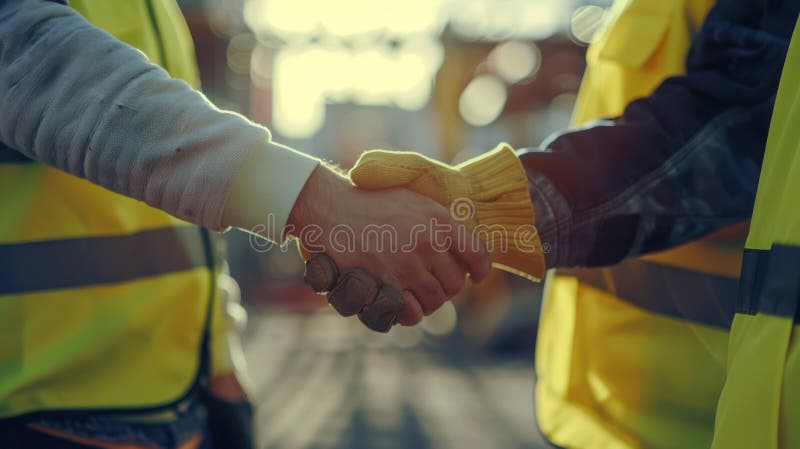 The Handshake in Construction..AI Generated Image Stock Photo - Image ...