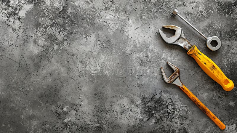 Two Wrenches on a Gritty Concrete Background Stock Photo - Image of ...