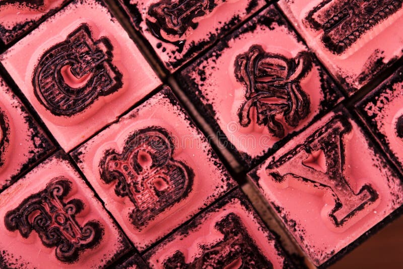 Close Up of Type Set Rubber Stamps Stock Image - Image of creativity ...