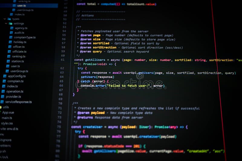 Close-up of TypeScript Code on a Dark Theme IDE Screen Showing Modern ...