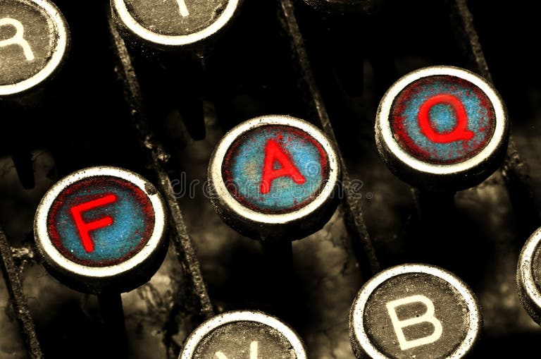 Close Up on Typewriter Faq Keys Stock Image - Image of icon, mechanical ...