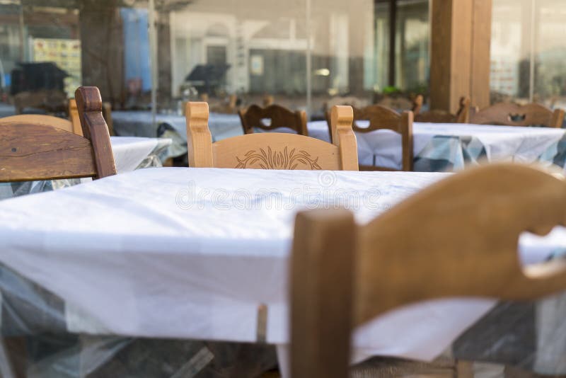 Close Up of Typical Greek Restaurant Table Stock Image - Image of ...