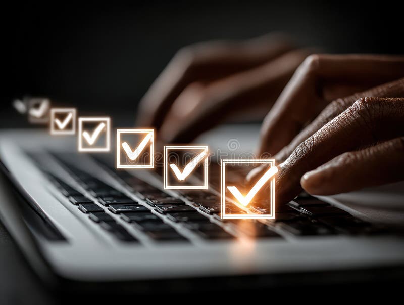 Close-up of Typing Hands on a Backlit Laptop Keyboard, with a Sequence ...