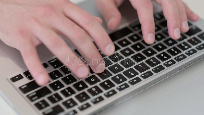 Close Up of Typing on Laptop Stock Photo - Image of research, male ...