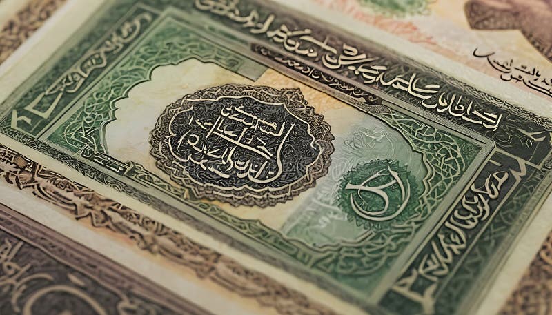 Close-up of Uae Dirham Currency Notes with Arabic Calligraphy Details ...
