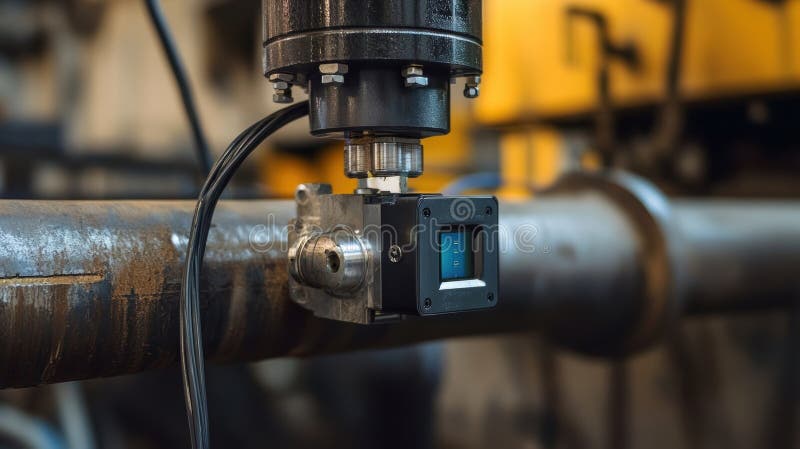 Ultrasonic Sensor Inspecting Pipeline in Industrial Environment Stock ...