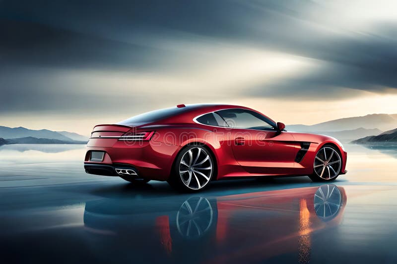 Close Up of a Unbranded Generic Luxury Car Under Rain, Illustration ...