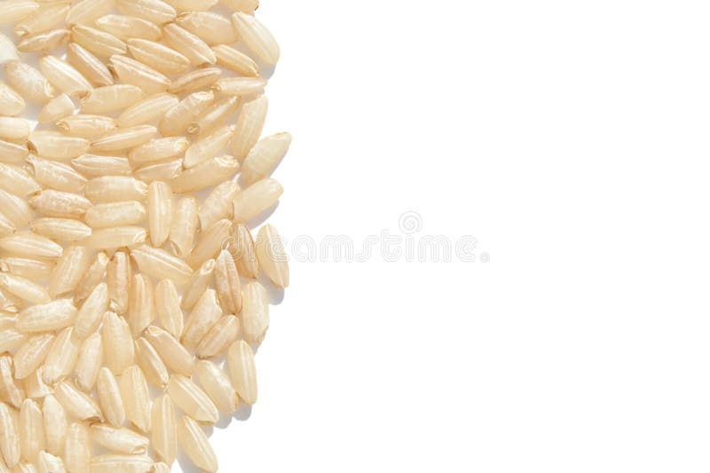 Close Up of Uncooked Brown Rice Grains on White Background Stock Photo ...