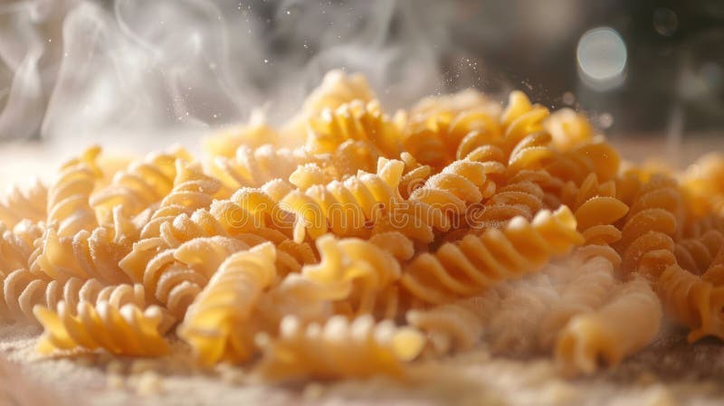 Steaming Hot Fusilli Pasta, Close-Up Food Photography Stock ...