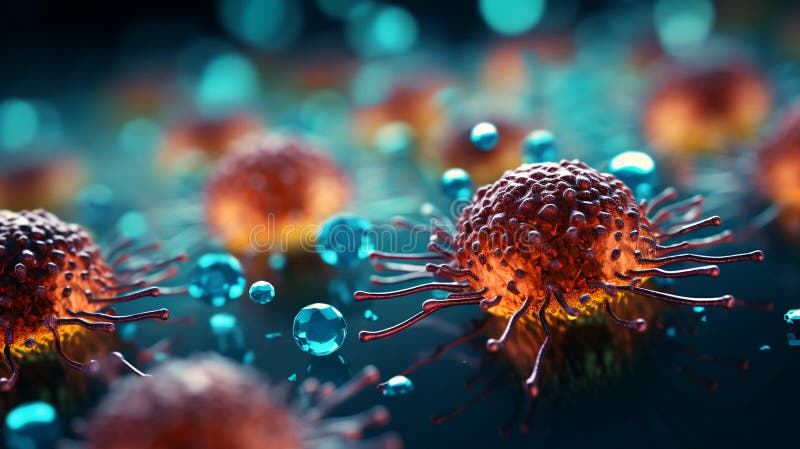 Close Up Under a Microscope View of Abstract Viruses Stock Illustration ...