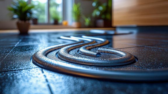 Close-up of Underfloor Heating Pipes in a Wet, High-tech Installation ...