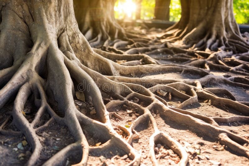 Close-up of Underground Tree Roots in Light Stock Illustration ...