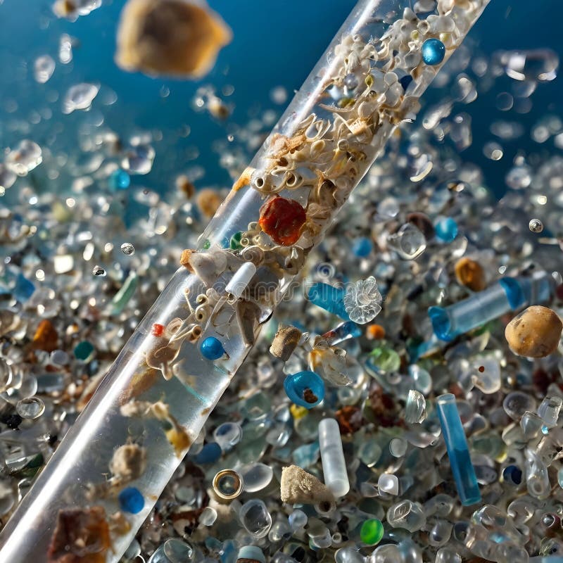 A Close-Up Underwater View of a Clear Plastic Straw Surrounded by ...