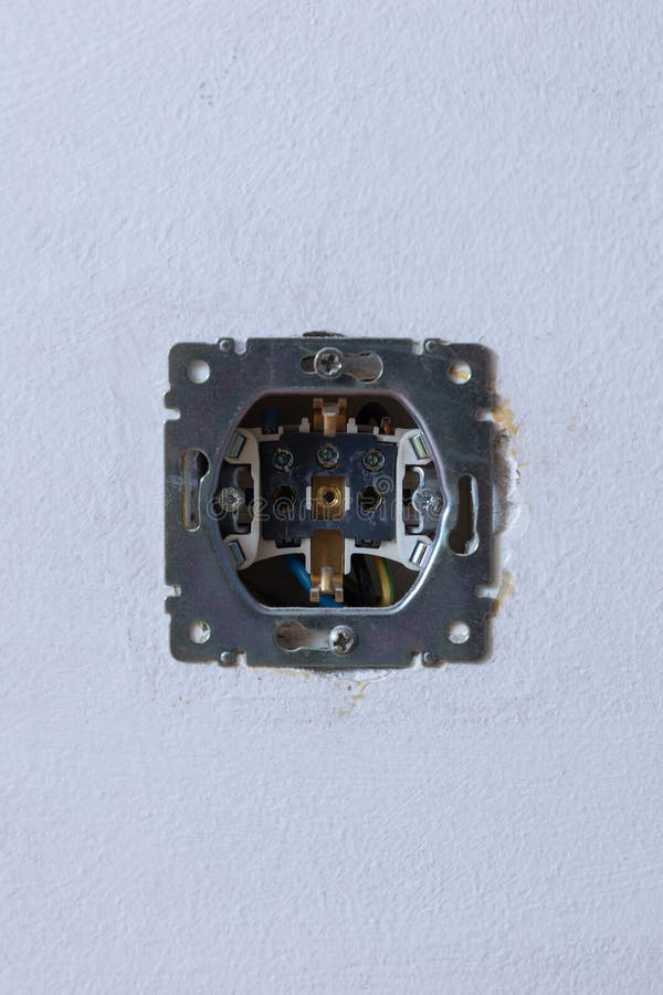 Close-up of an Unfinished Electrical Socket Installation Stock Photo ...