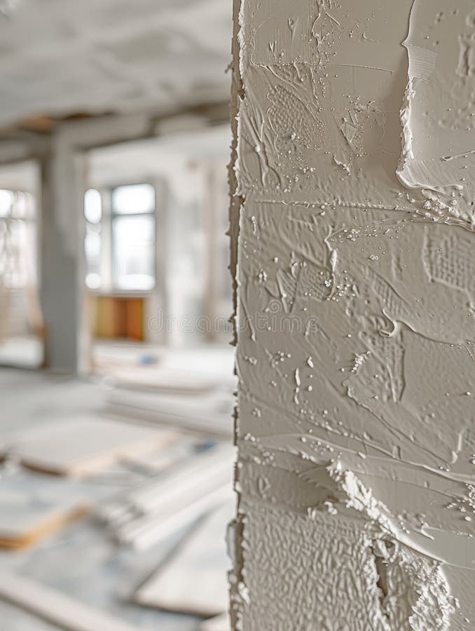 Close-up of an Unfinished Wall with Plaster in a Construction Site ...