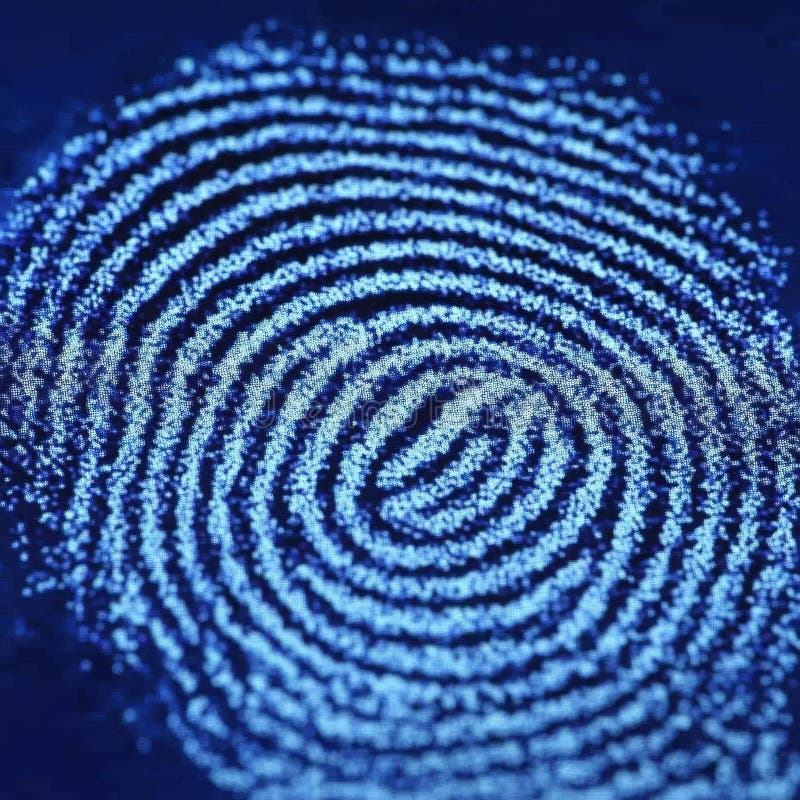 Close-up of Unique Blue Fingerprint Pattern for Security ...