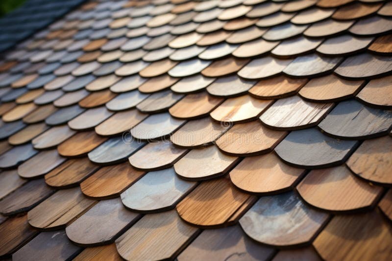 Close-up of Unique Detail in Wood-shingle Pattern Stock Image - Image ...