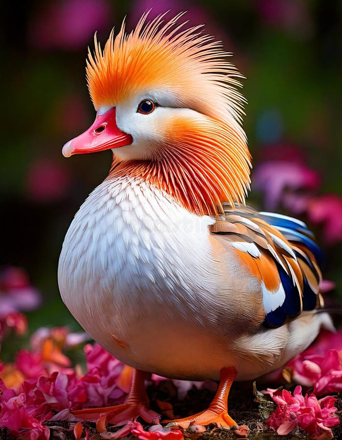 Close-Up of a Unique Duck with a Striking Orange Head Crest Stock ...
